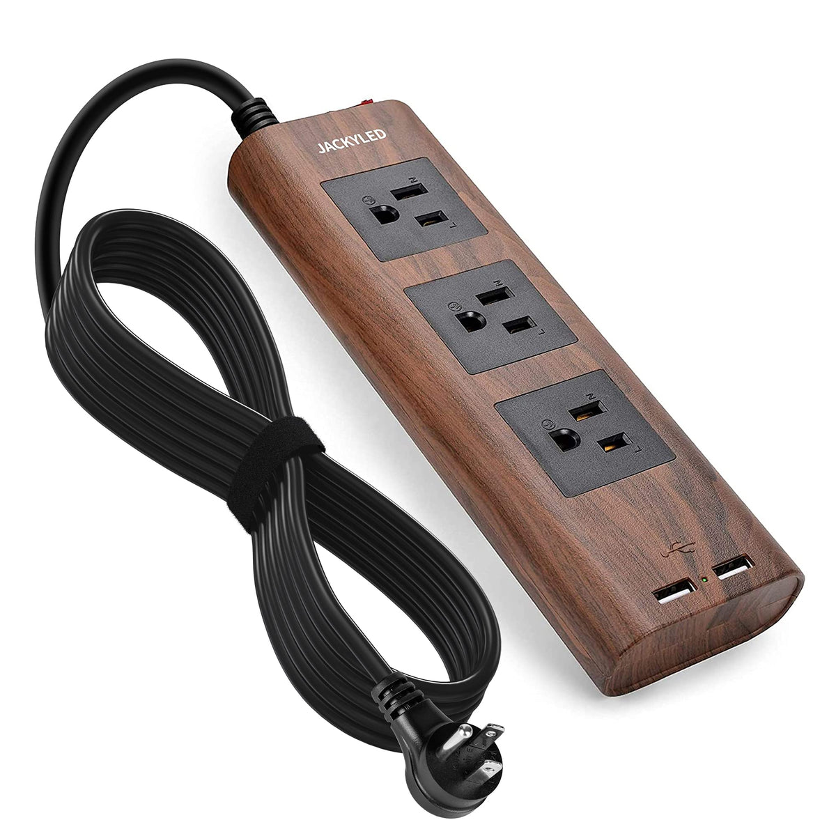 10Ft Extension Cord with USB Ports, SUPERDANNY Flat Plug Brown Power S