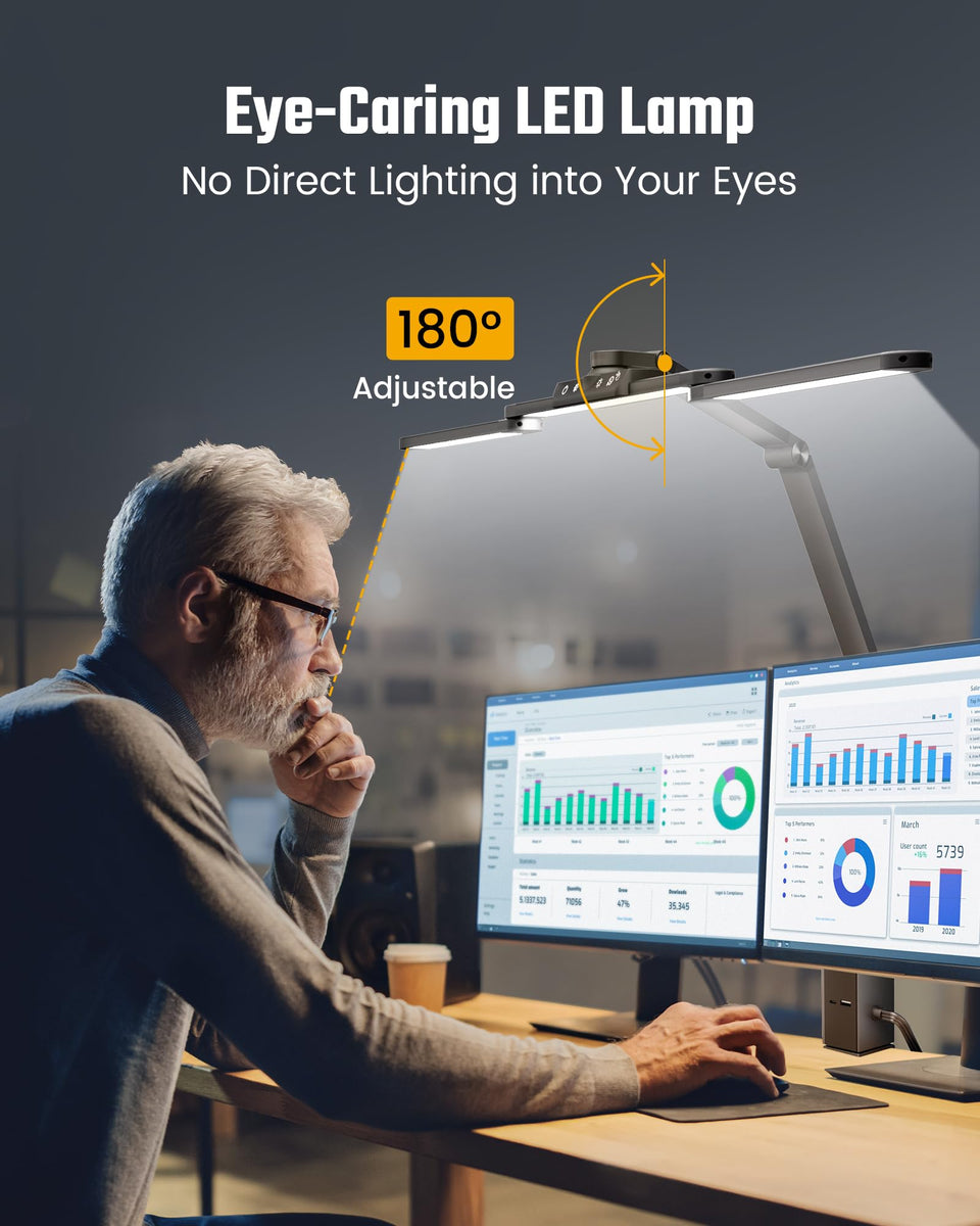 SUPERDANNY LED Desk Lamp with Power Strip (6 Outlets, 1 USB, 1 Type-C)